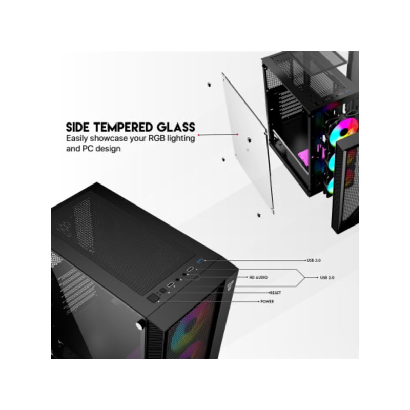 Kućište Fantech PC CASE CG773x120mm FRGB ventilatoriMidi Tower, ATX ...