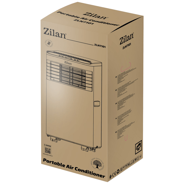 Zilan Prijenosni klima uređaj, 3u1, 9000 Btu, 2.6 kW - ZLN7101